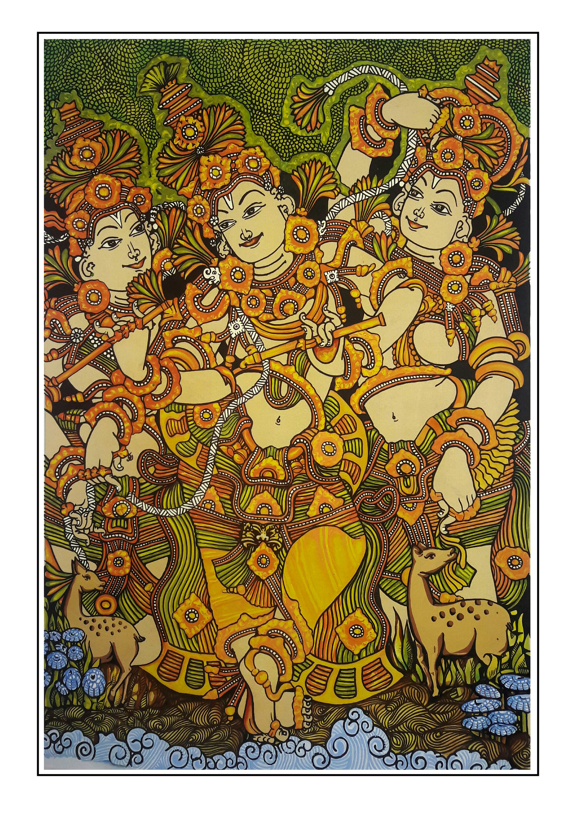 ArtStation - Radha - Krishna- Rukmini ( traditional painting )