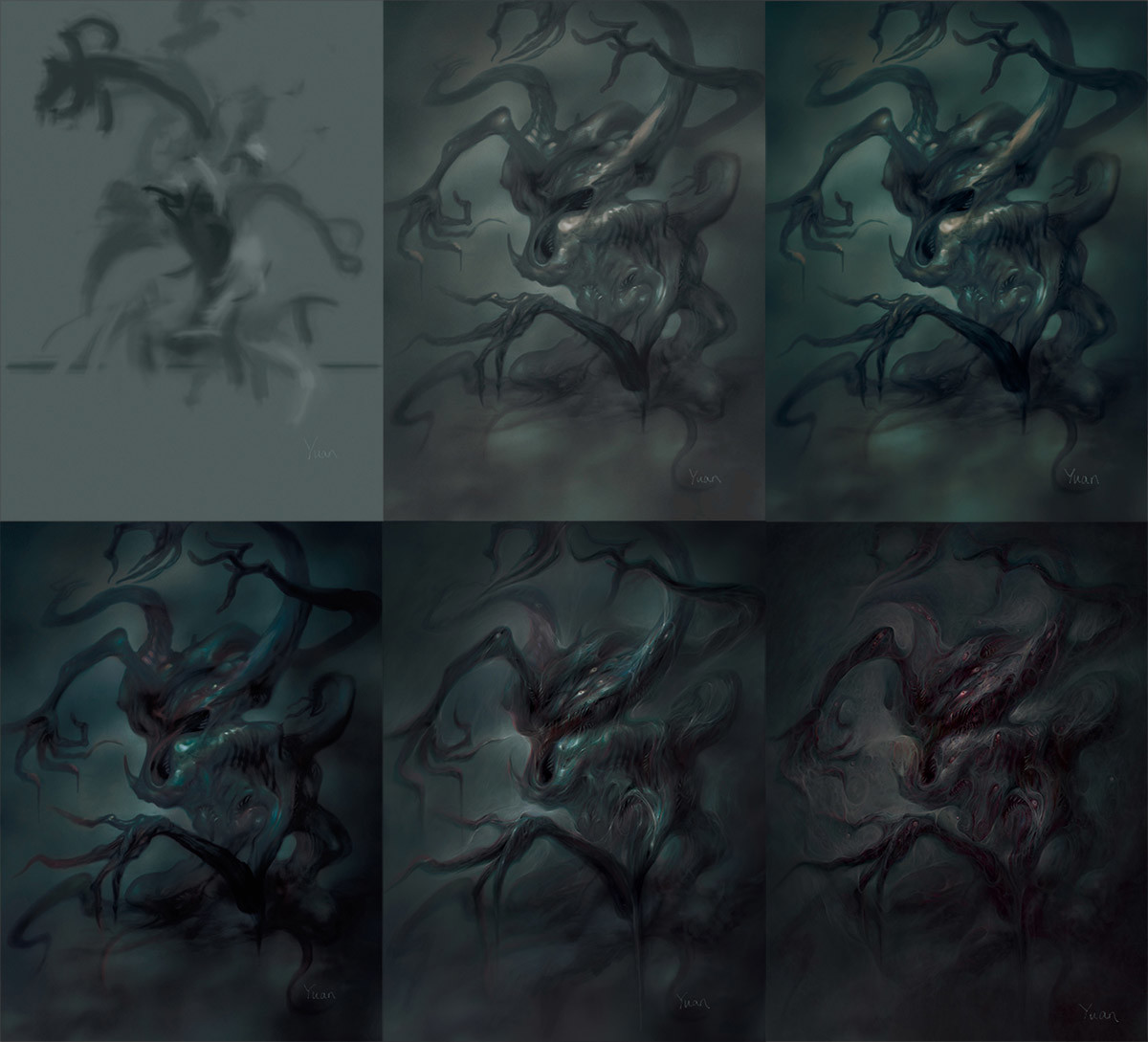 ArtStation - Process for Twisted , one of the monster in《Deep Madness》