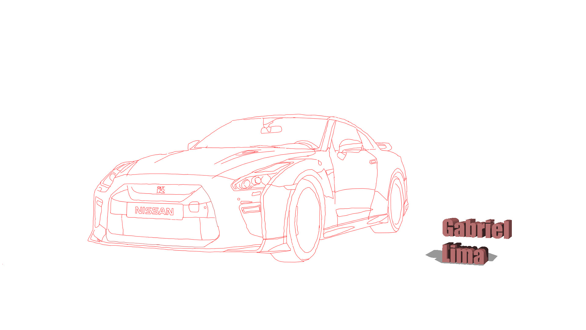 ArtStation - Line Art - NiSSAN GTR - Gabriel Lima