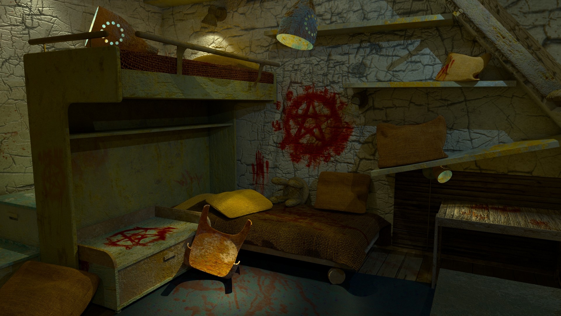 ArtStation - Horror House Interior render