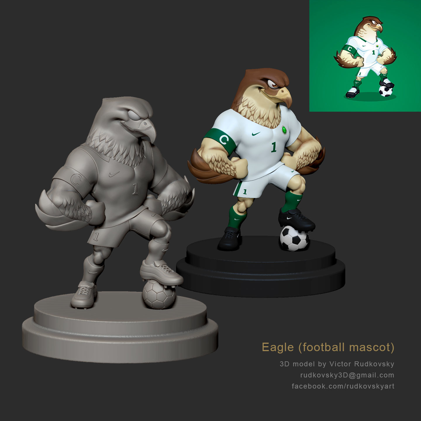 Victor - Falcon mascot 3D Model (printable)