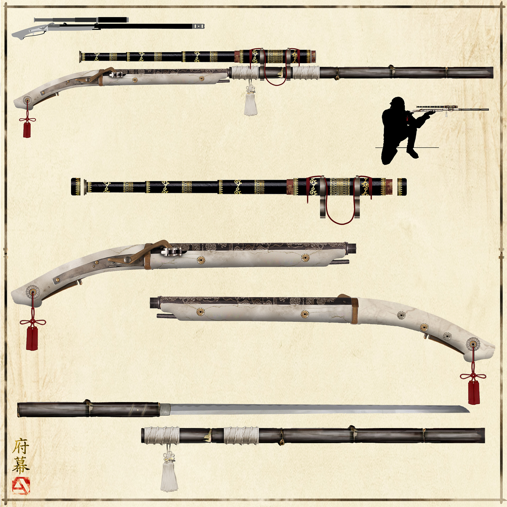 ArtStation - Edo-Japanese Scoped Long Rifle [2D Concept], Tanner Hartman