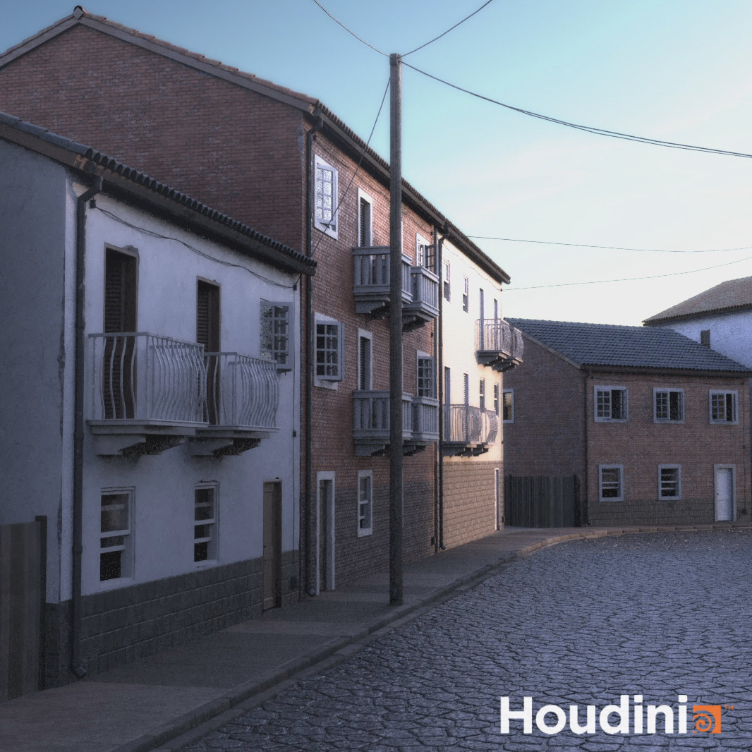 ArtStation - Houdini - WIP - procedural House/Flats/Road