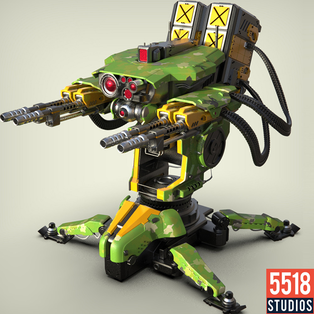 ArtStation - Dozergun turret - 3D PBR props.