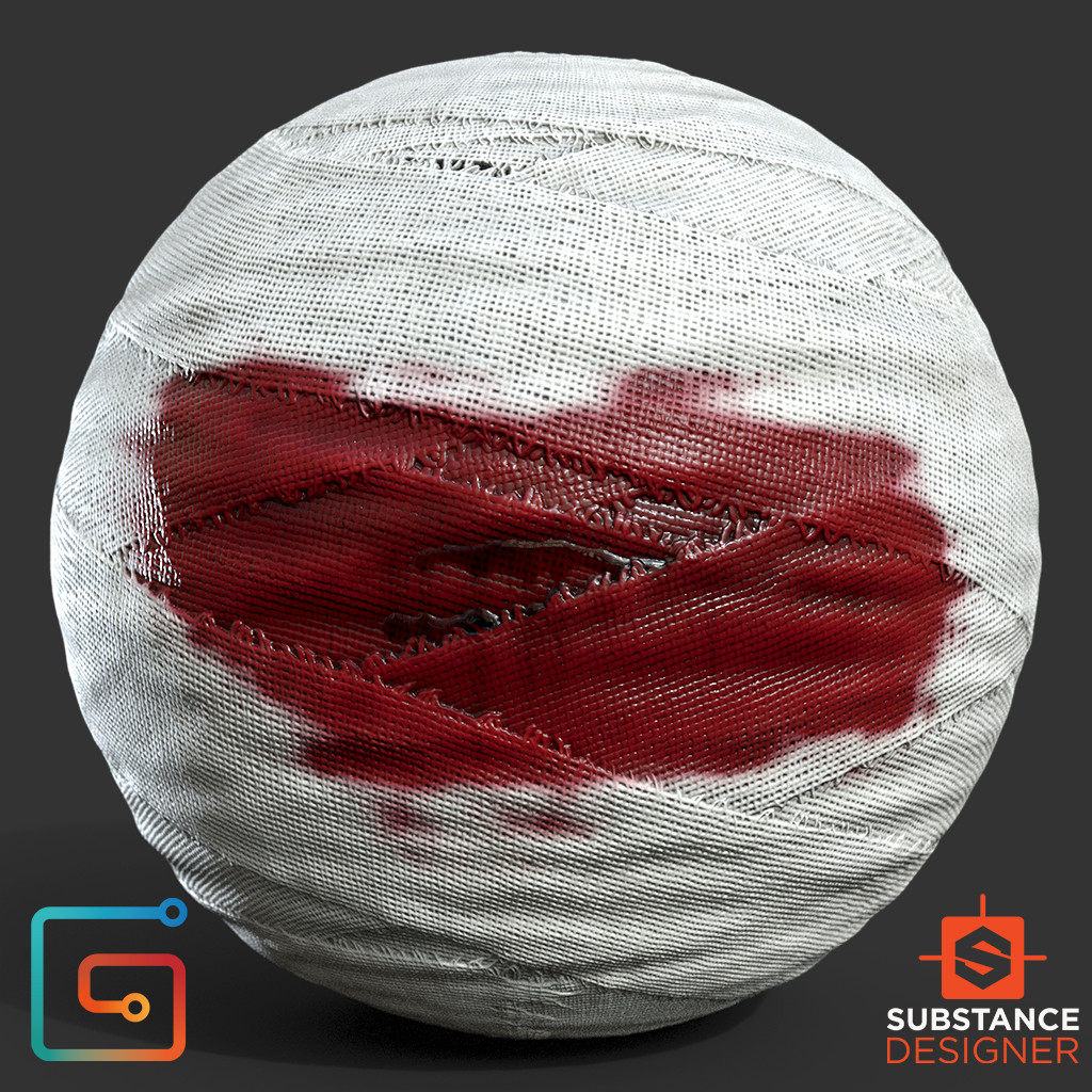 ArtStation - Bloodied Bandages - 100% Substance Designer