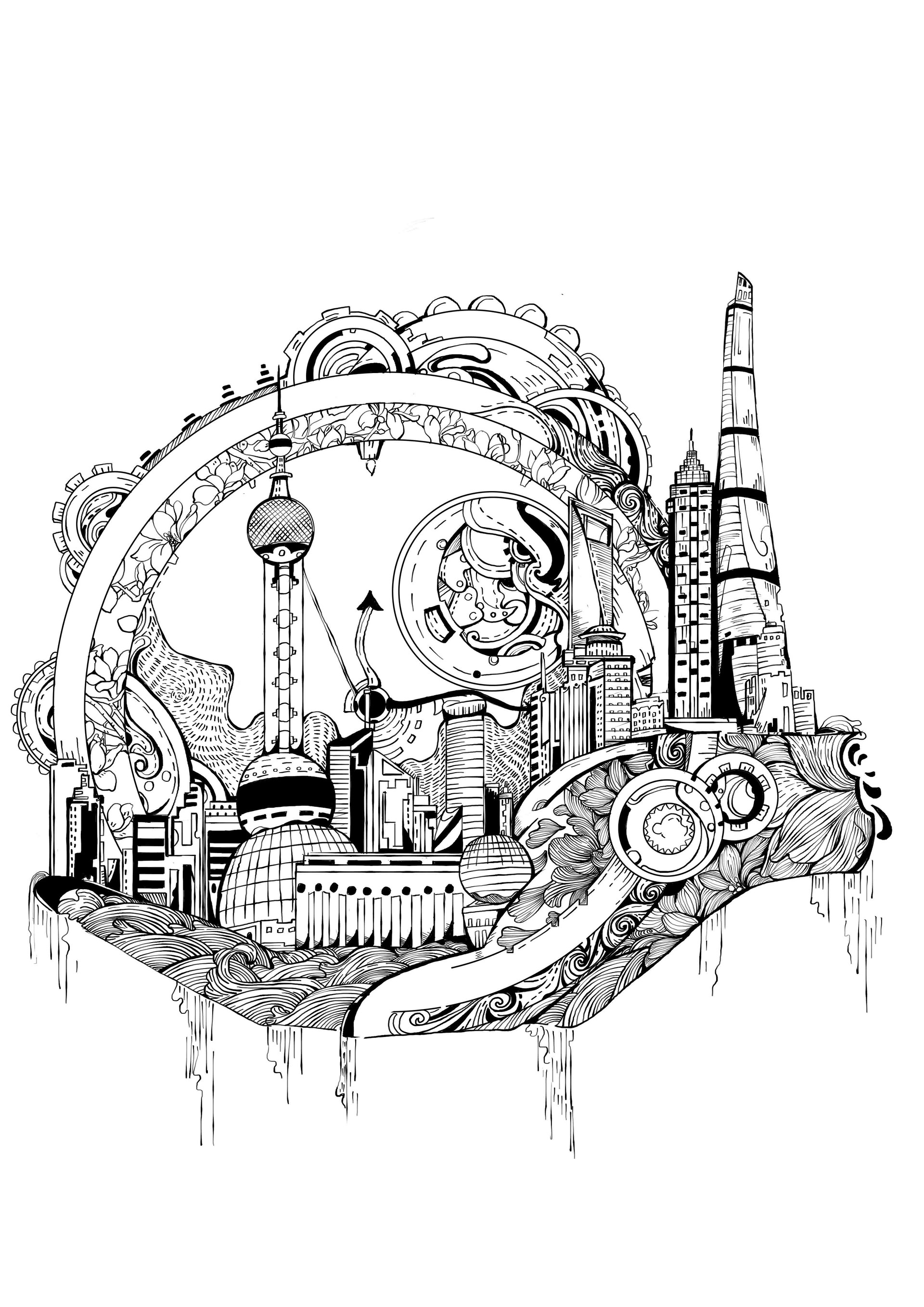 ArtStation - Hand painted City