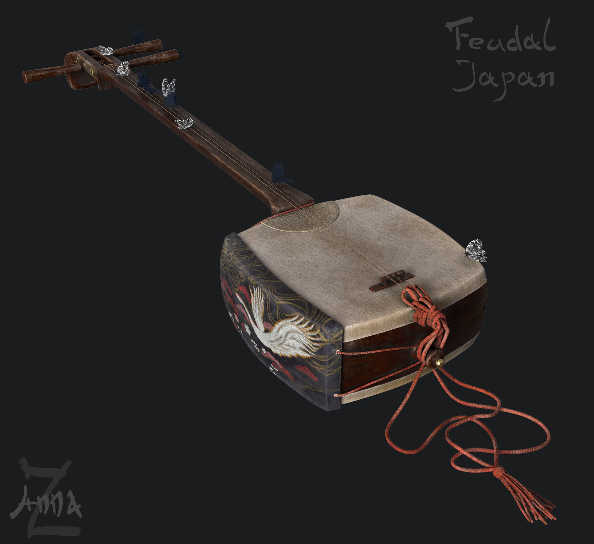 ArtStation - The Shamisen with butterflies
