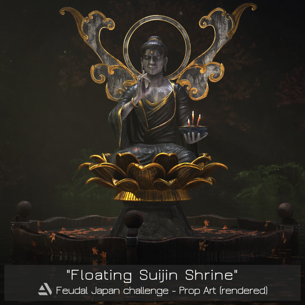 ArtStation - Floating Suijin Shrine - Artstation Feudal Japan challenge