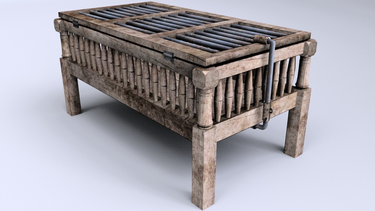 ArtStation - Caged bed Highpoly/Lowpoly texture