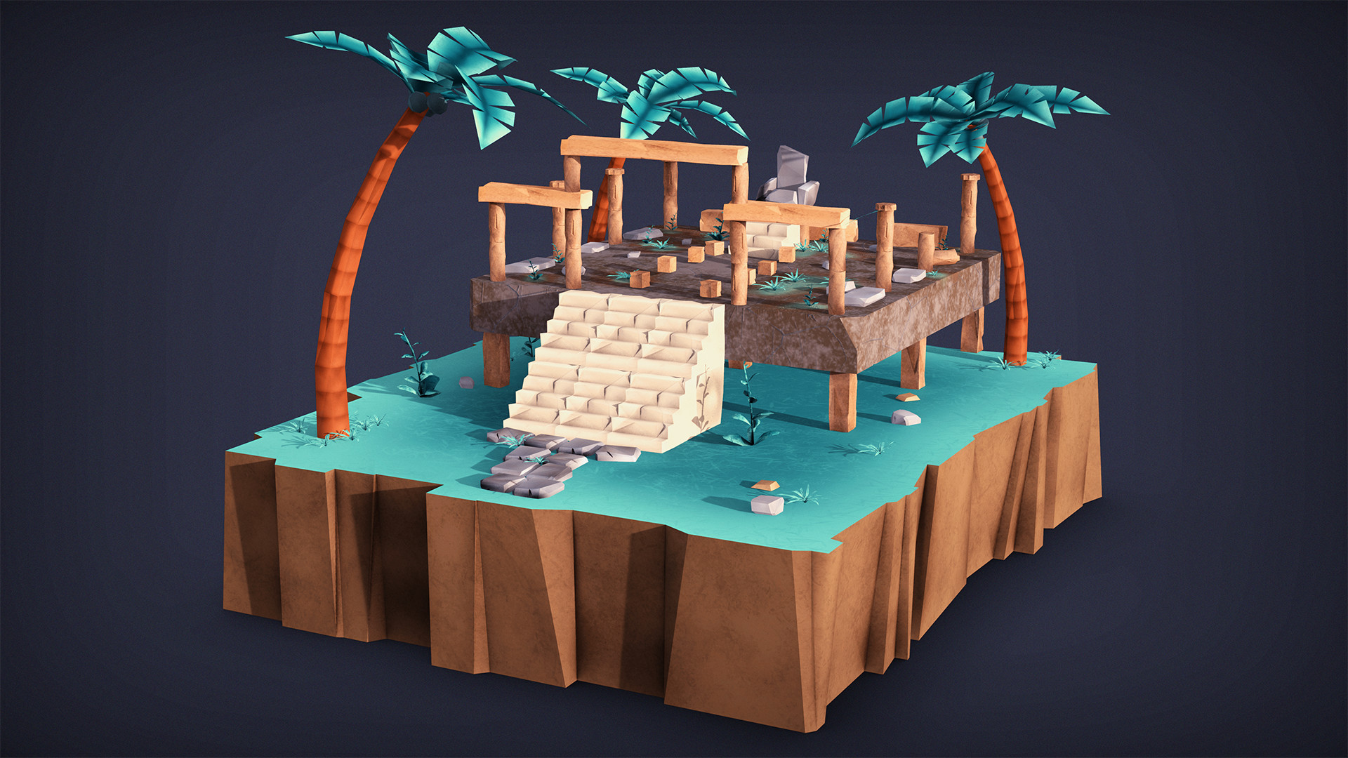 ArtStation - Low poly stylized gaming environment