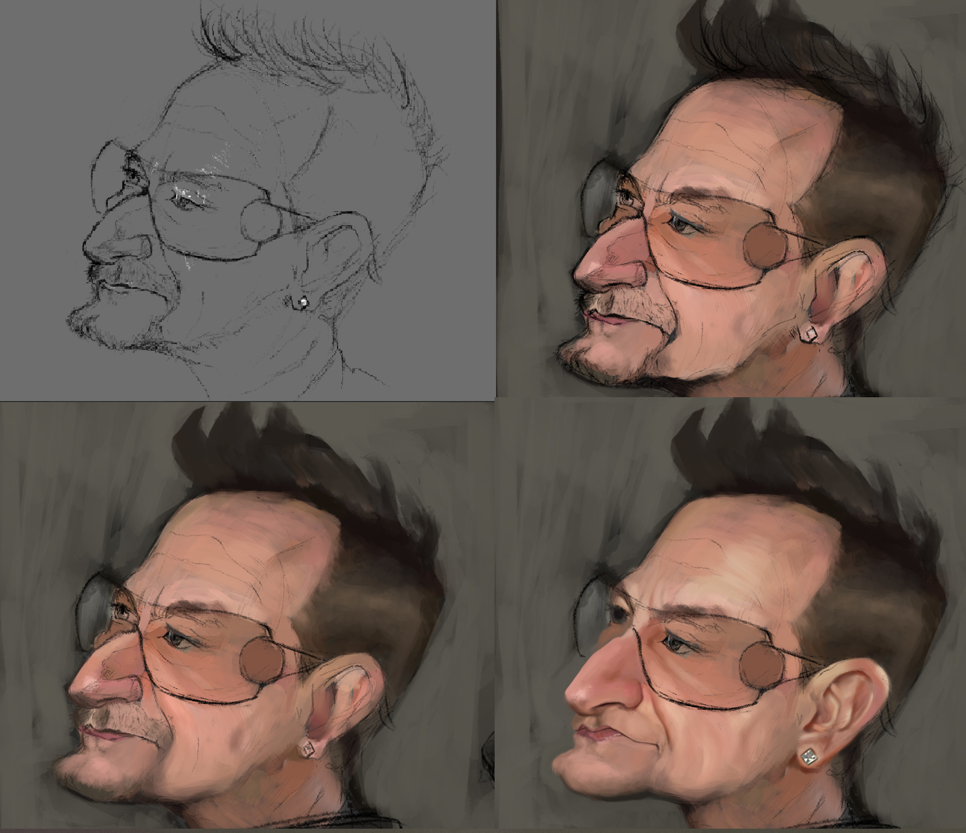 ArtStation - U2 Bono Caricature