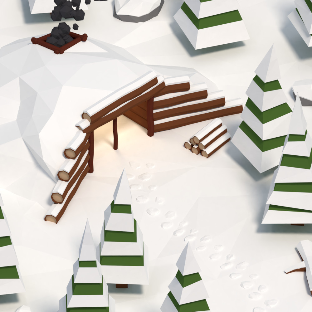 ArtStation - Low Poly Winter landscape