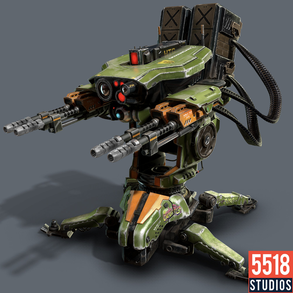 ArtStation - Dozergun turret - 3D PBR props.