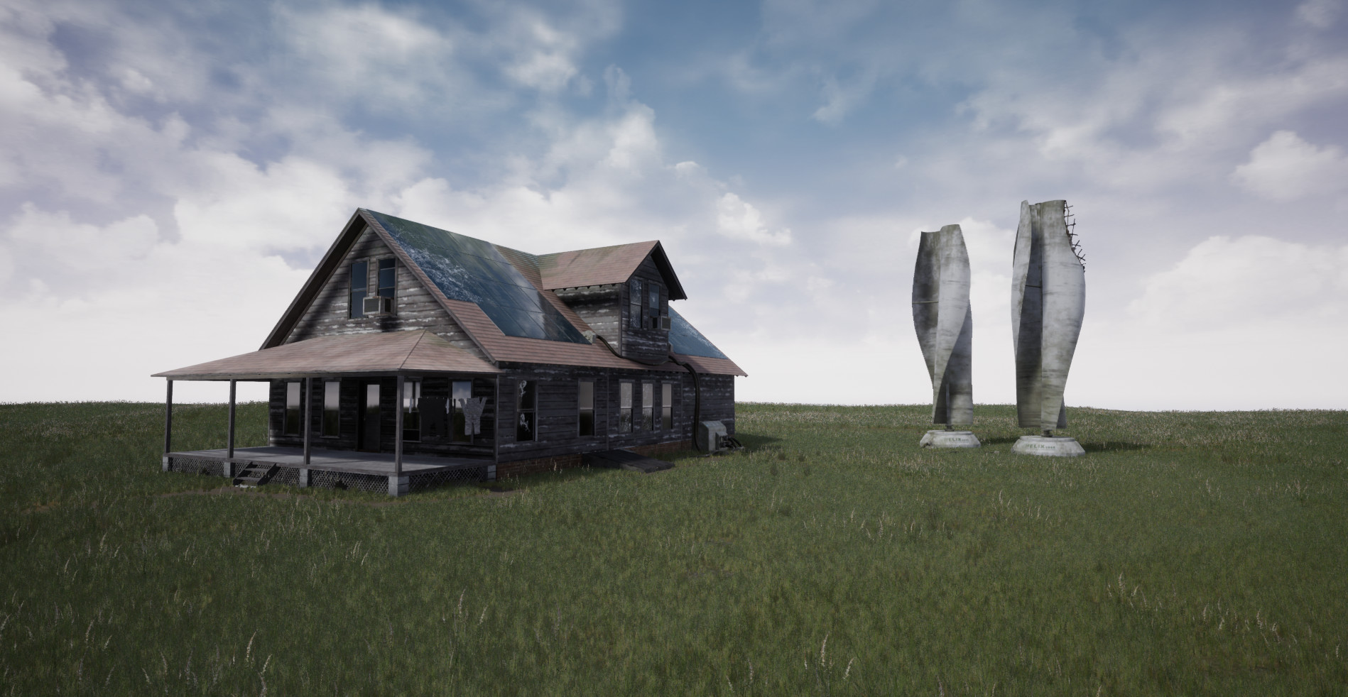 ArtStation - Rundown futuristic farm house