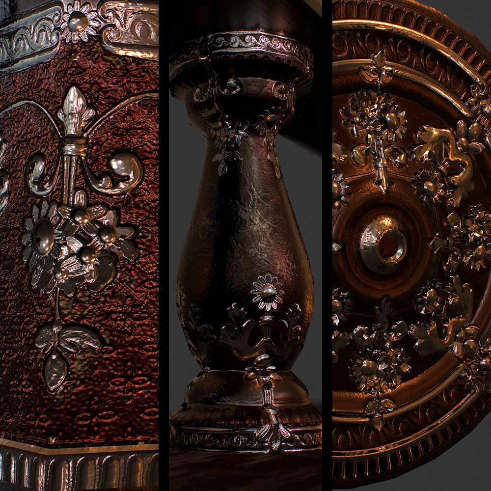 ArtStation - Pillar - Ceiling Rose - Baluster + Foliage Study