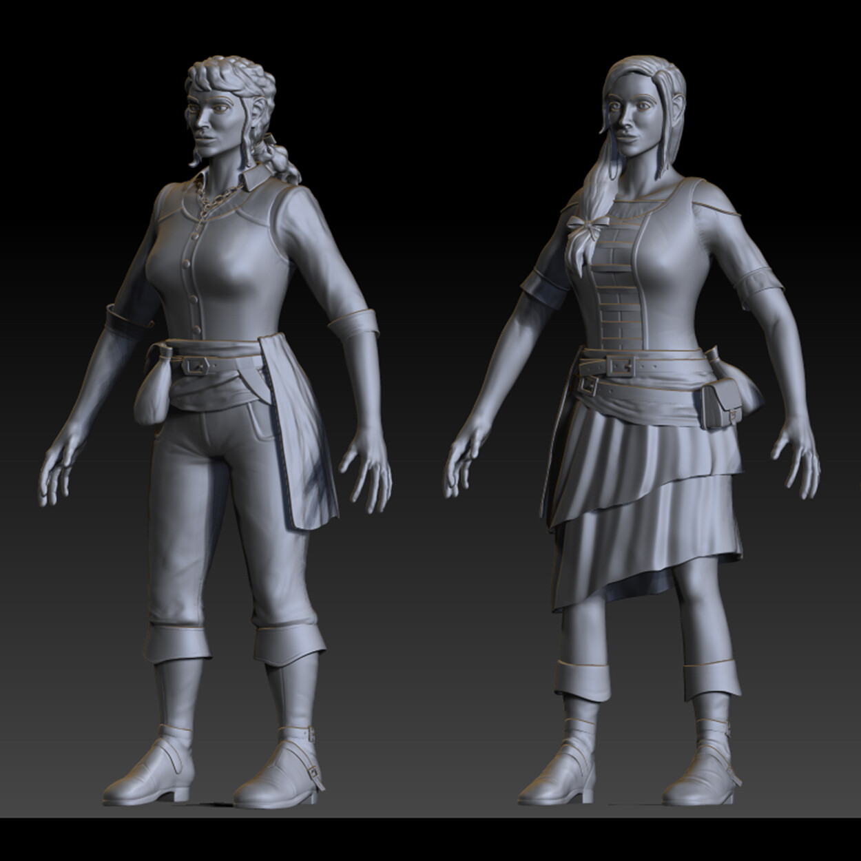 ArtStation - Character Sculpts - Eliza and Roxanne (2019) (Untextured)