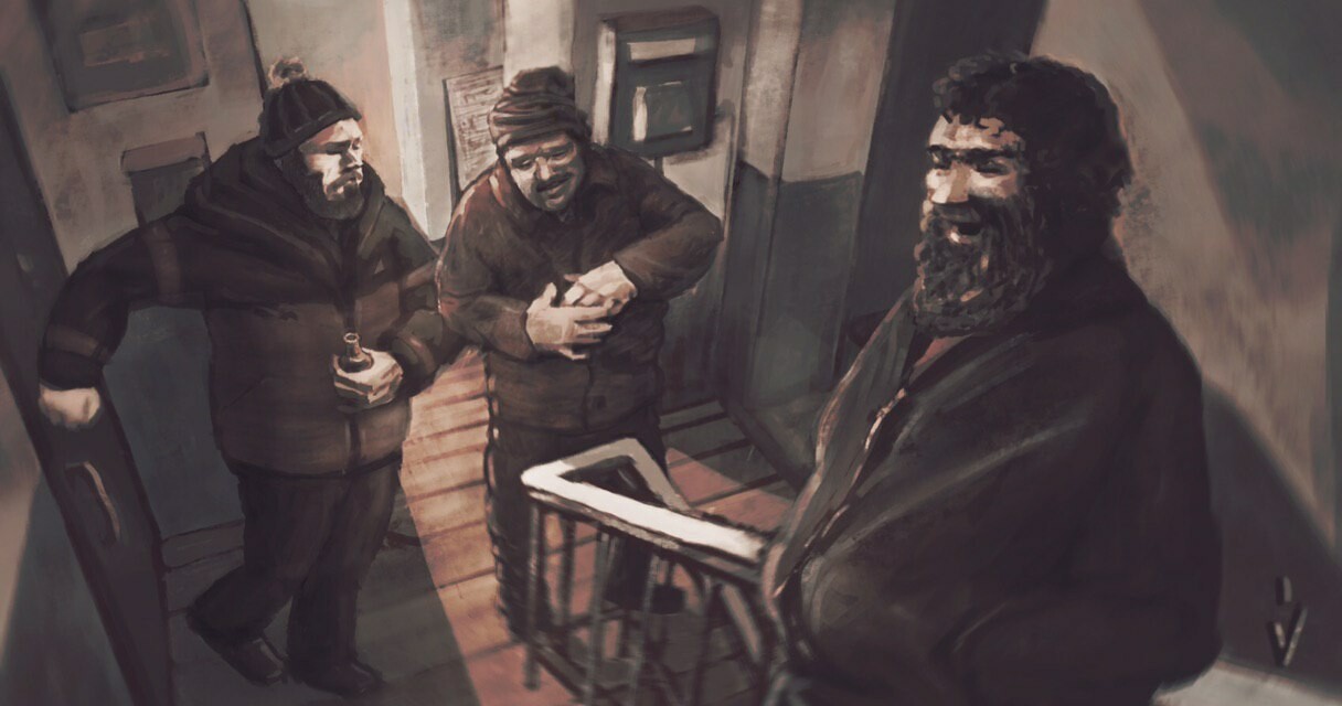 ArtStation - homeless at the entrance