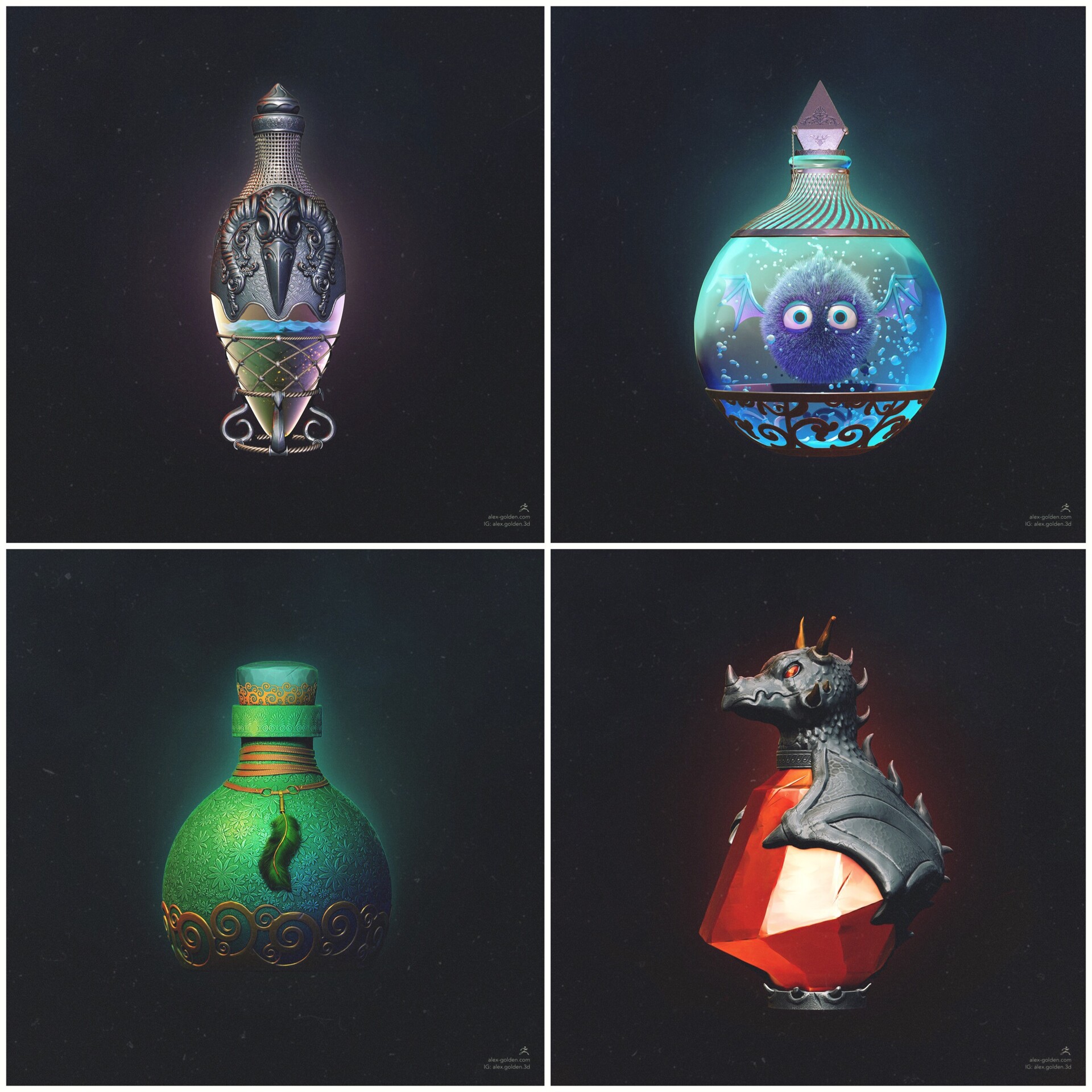 ArtStation - Magic Potion Bottles