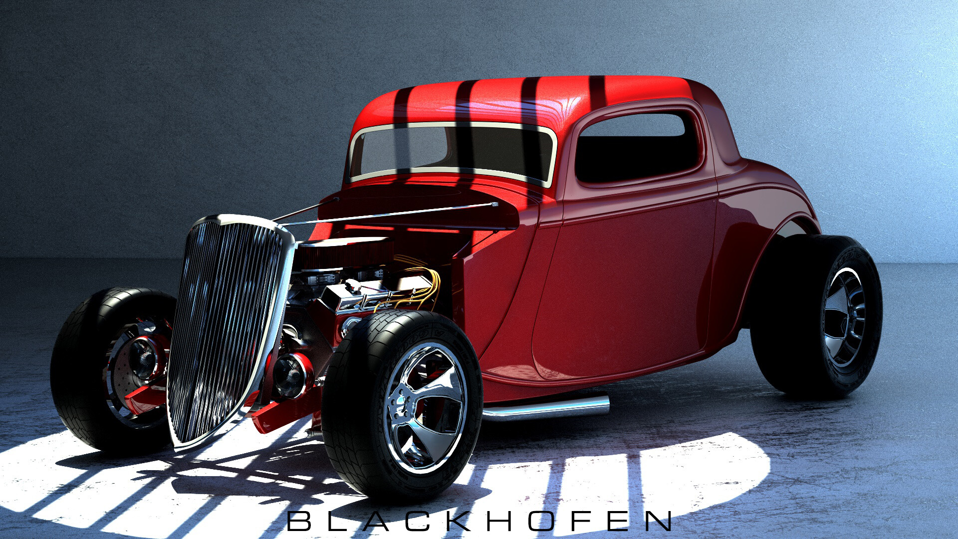 ArtStation - 34 Red Ford Hot Rod Coupe