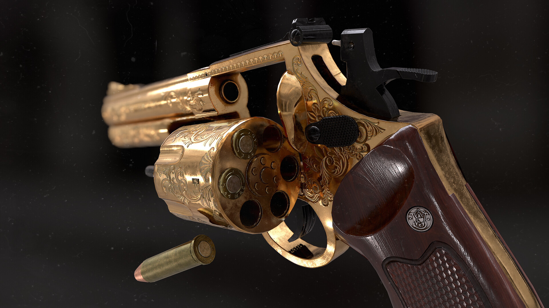 Gold Revolver Gun