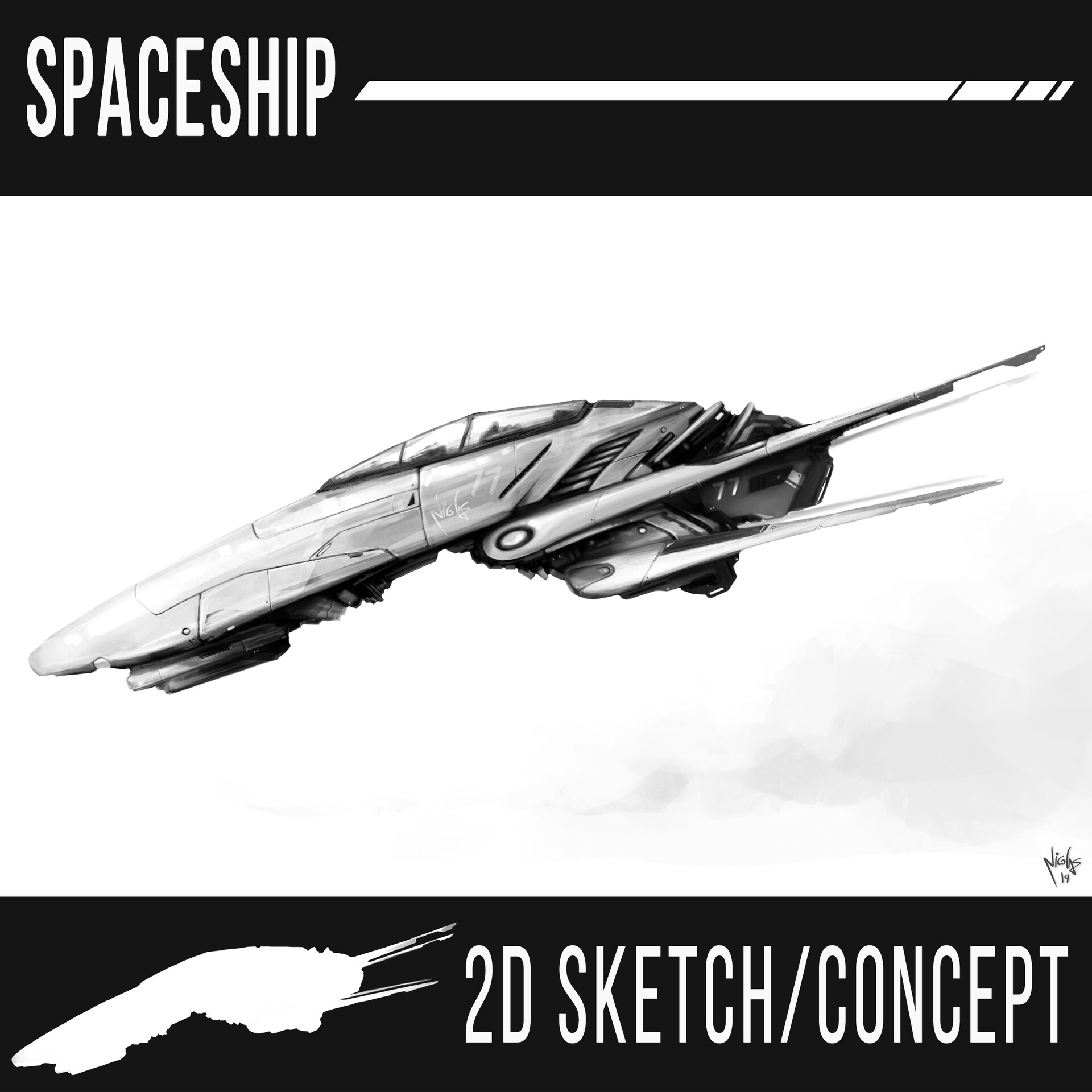 ArtStation - Spaceship 2D sketch/concept