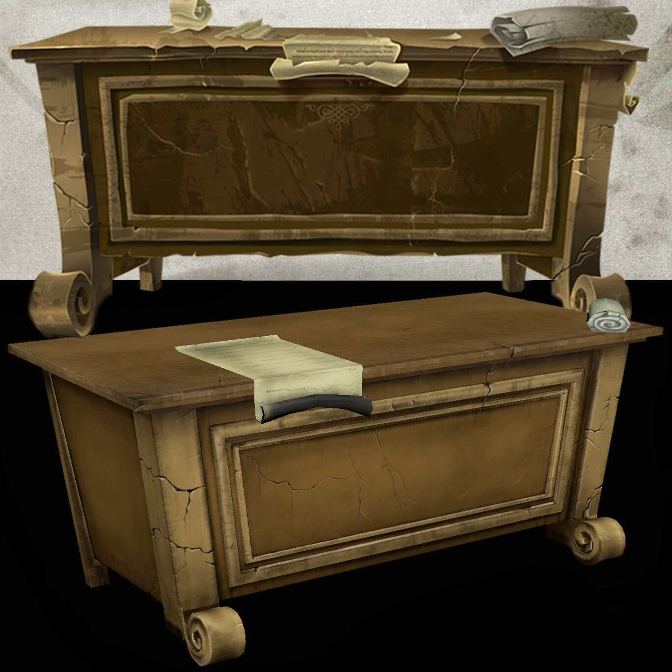 ArtStation - Low Poly 2D to 3D Desk