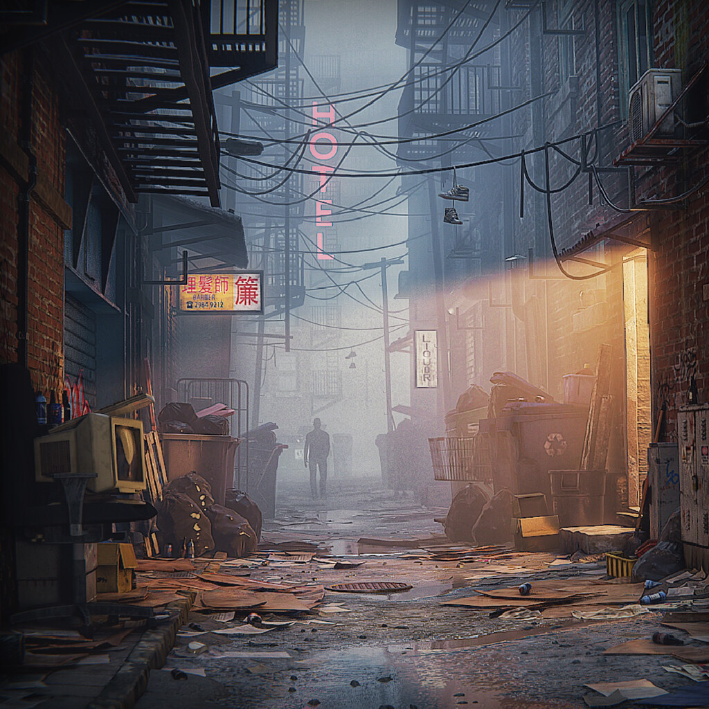 ArtStation - A shabby back alley