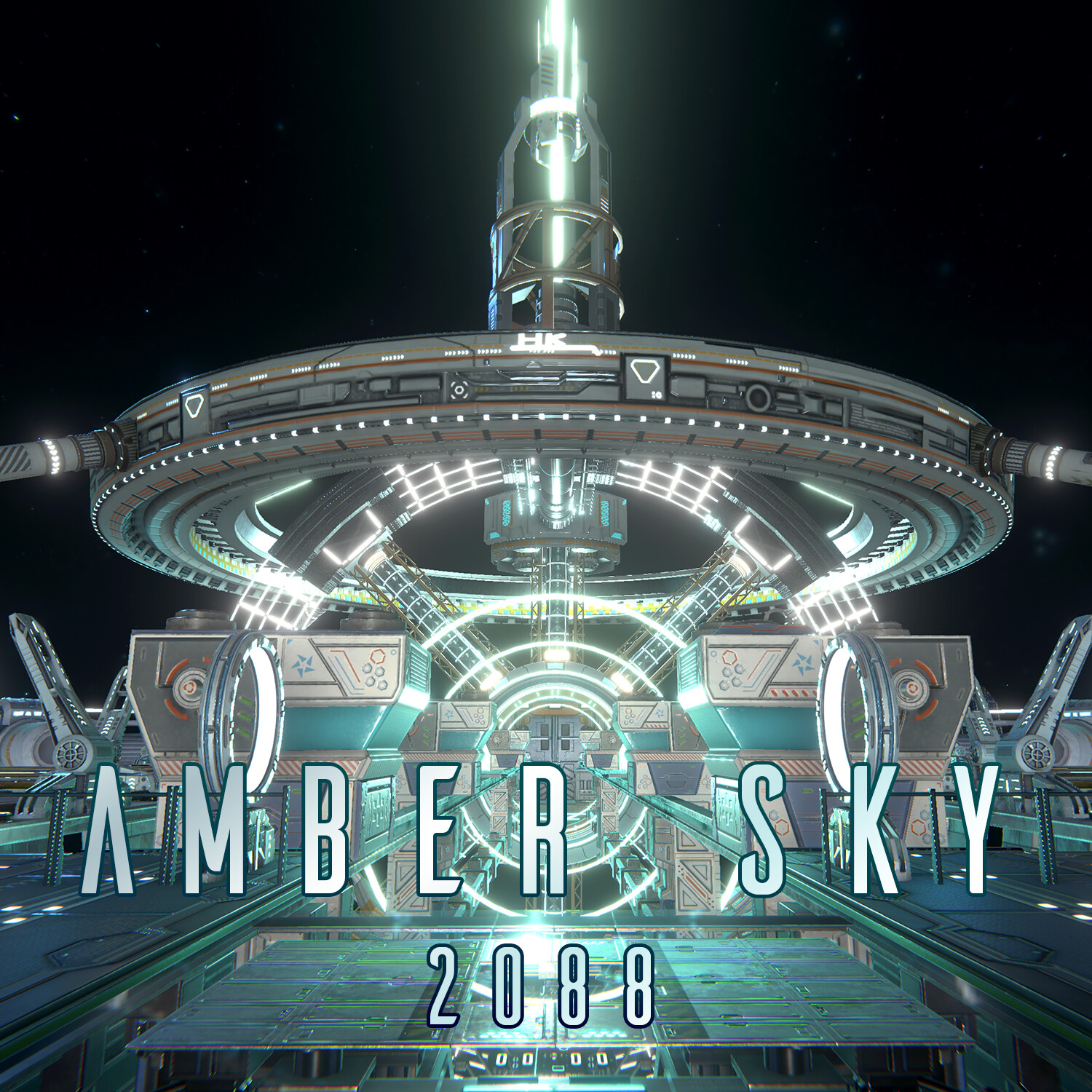 ArtStation - Amber sky 2088 HK Space Station