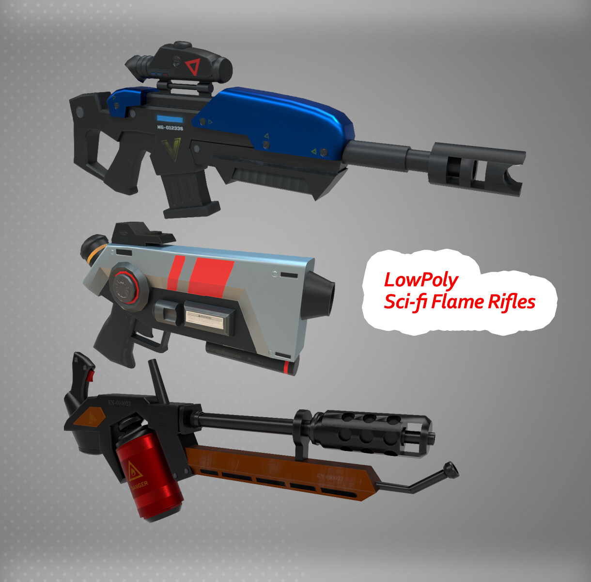 ArtStation - Low-poly Sci-fi Flame Rifles
