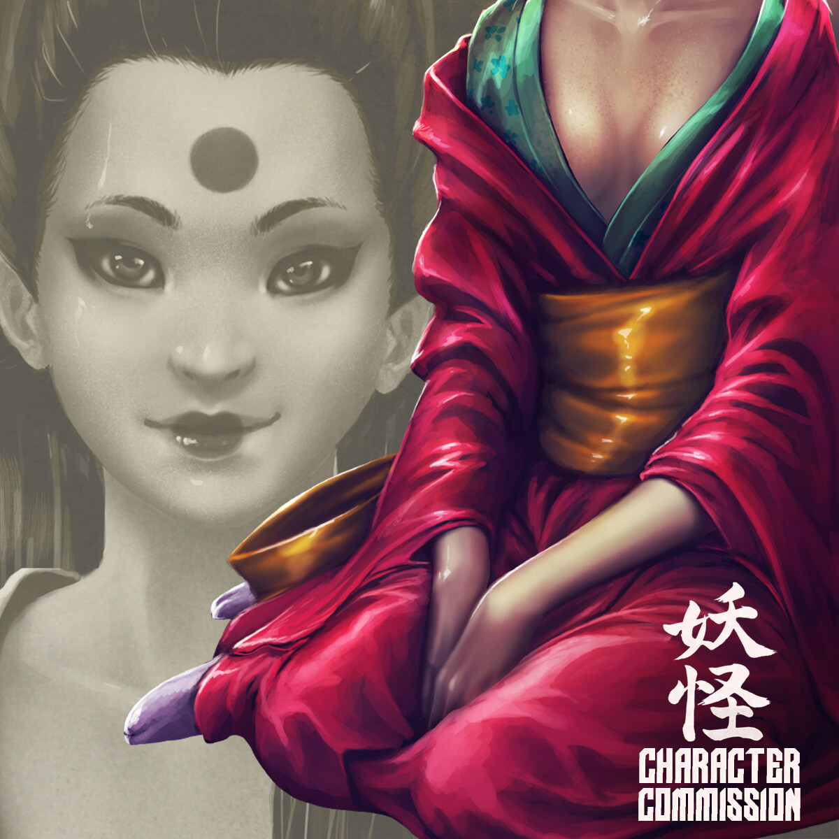 ArtStation - Rukorokubi - Yokai - Commission