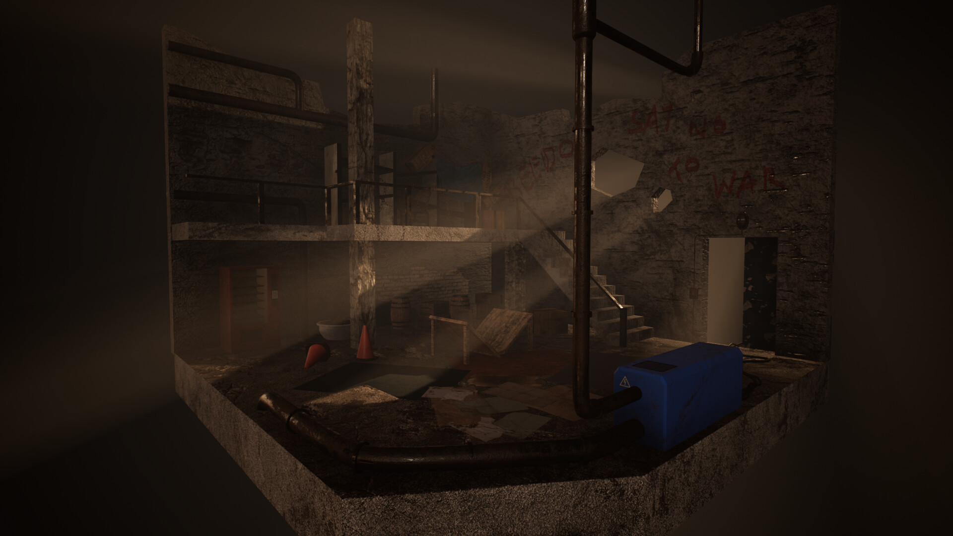 Eghosa Osayamwen - Isometric post apocalyptic storage room