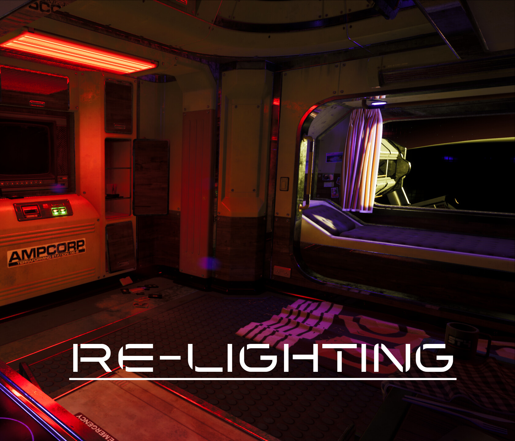 ArtStation - Re-Lighting of Liam Tart's Sci-Fi Bunk scene