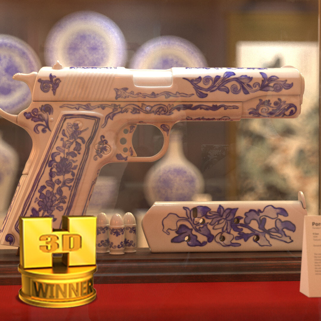 ArtStation - Porcelain 1911 - 1st place in Three D Guns 2 Challenge (2019)