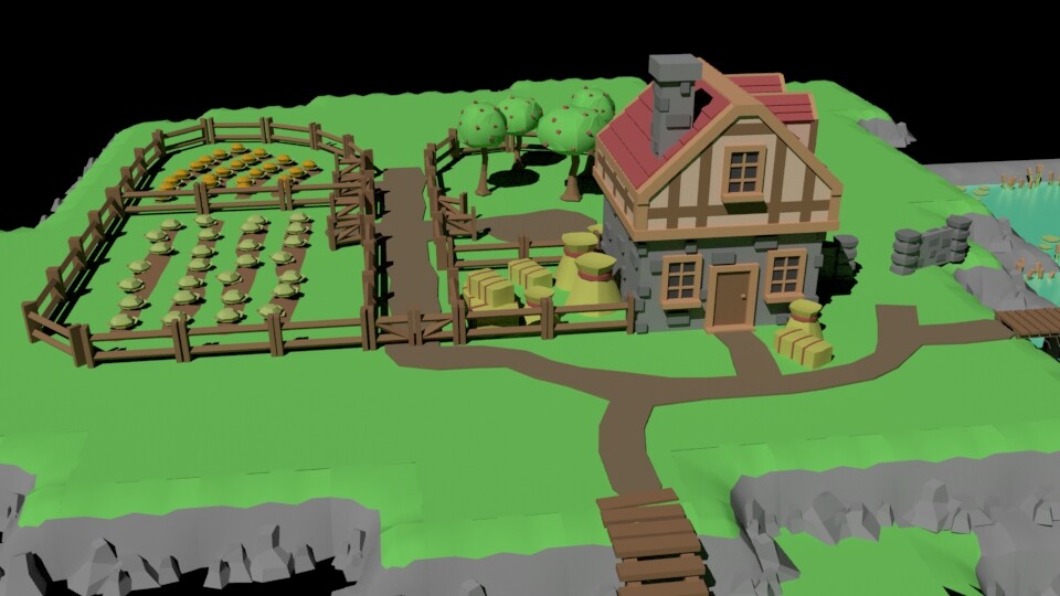 ArtStation - Low poly medieval farm