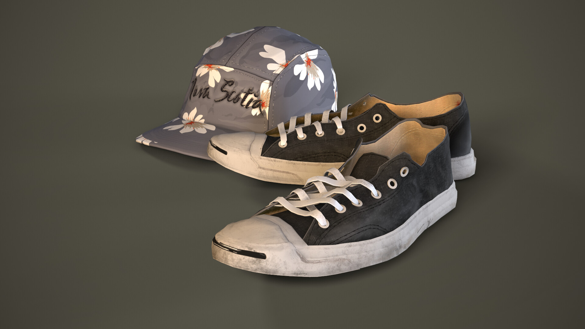 ArtStation - Converse shoes and five-panel hat