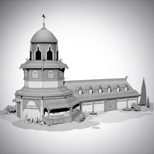 ArtStation - Elven stable, building