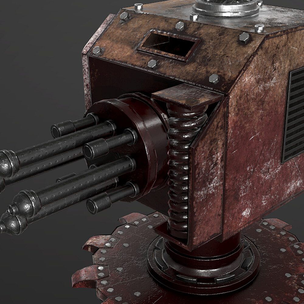 ArtStation - Steampunk Machine Gun Turret | WW2, Masab Omair