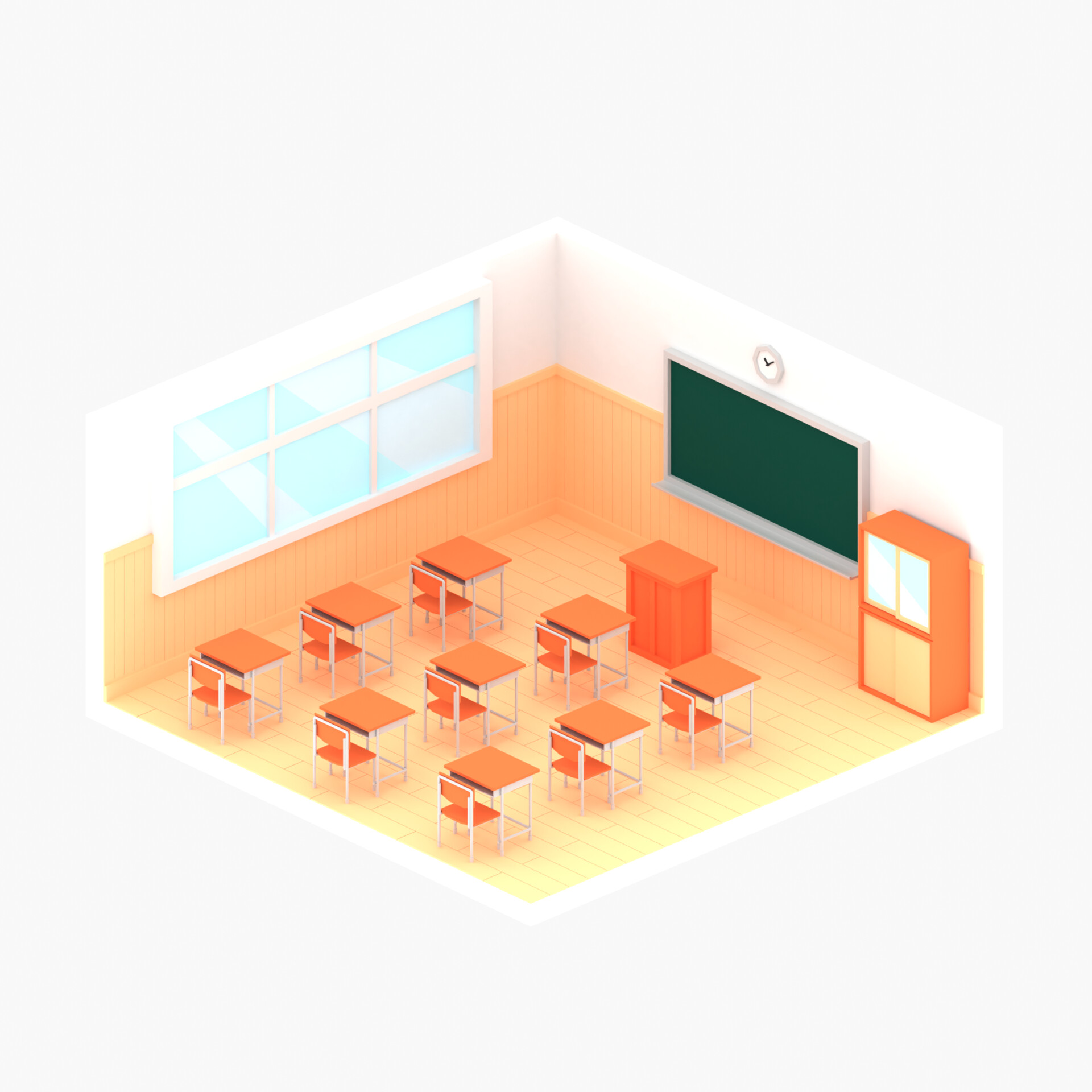 ArtStation - Lowpoly jJpanese school room
