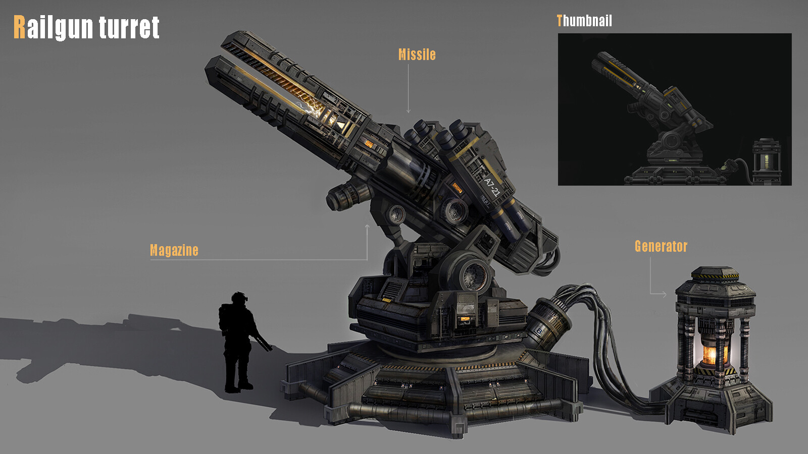 ArtStation - Railgun turret