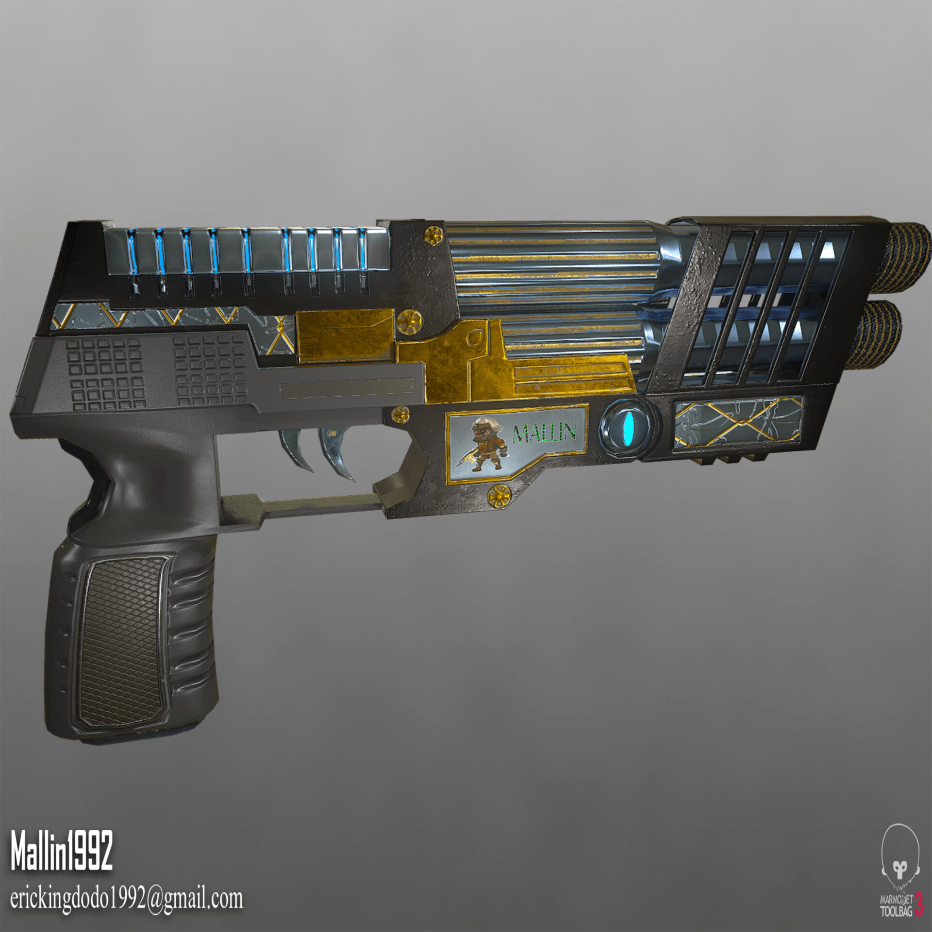 ArtStation - Sci-fi Double-Barrel Handgun
