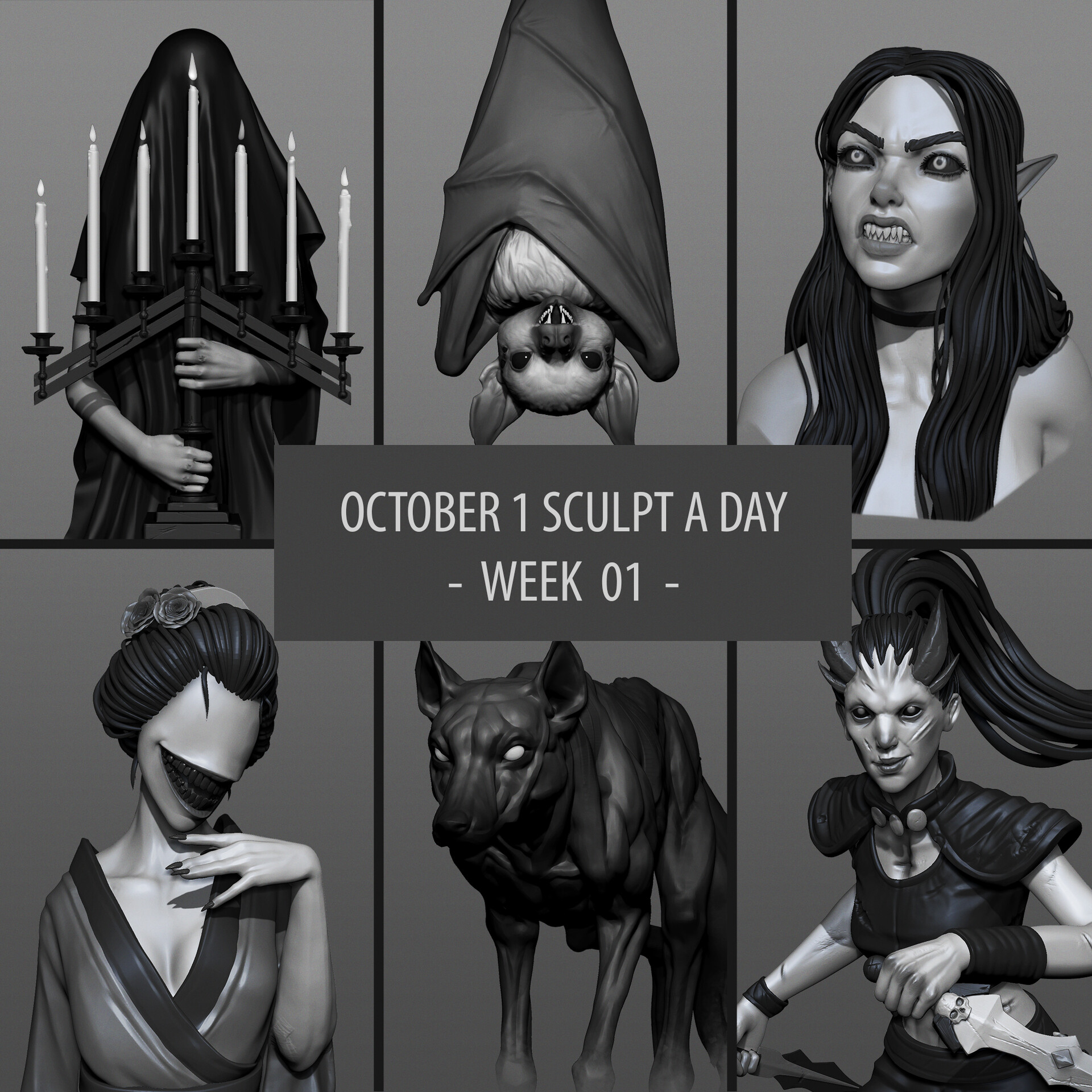 ArtStation - October 1 Sculpt a Day - Week 01