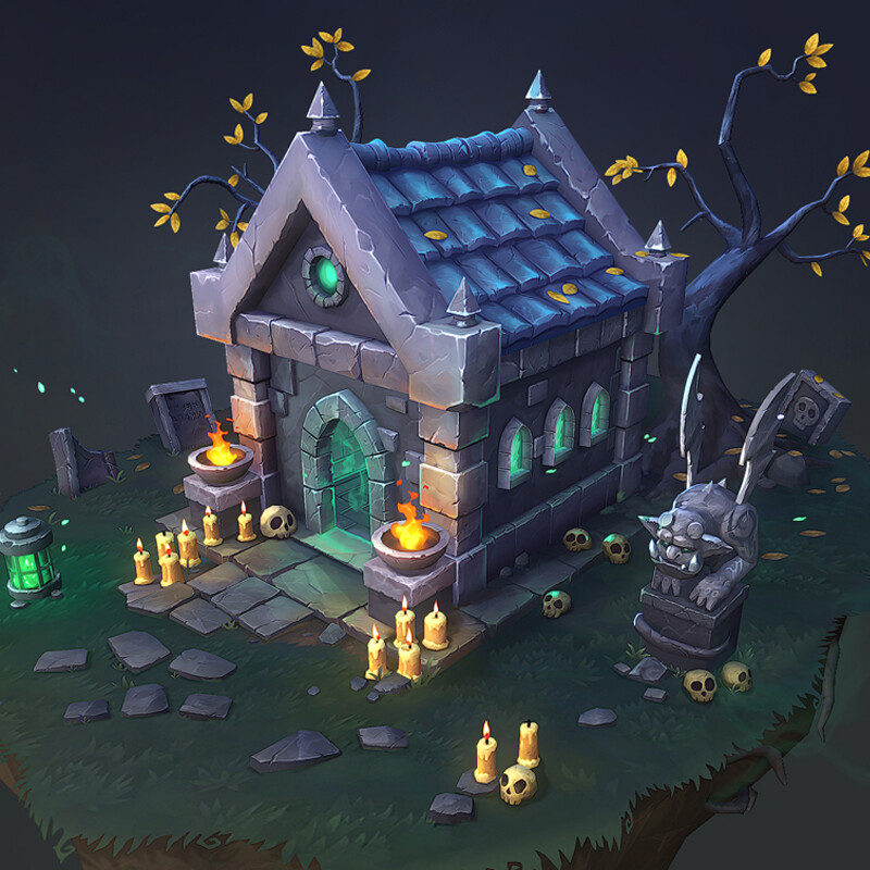 ArtStation - handpainted 3d Isometric Crypt
