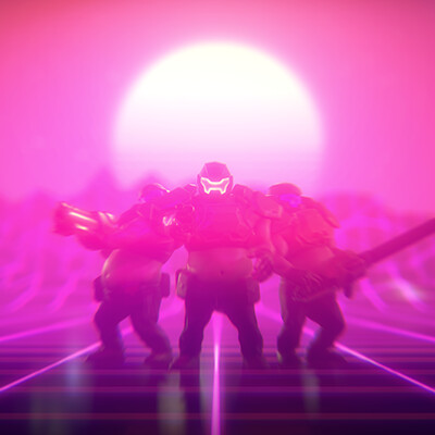 ArtStation - RETROWAVE FAT DOOMGUY