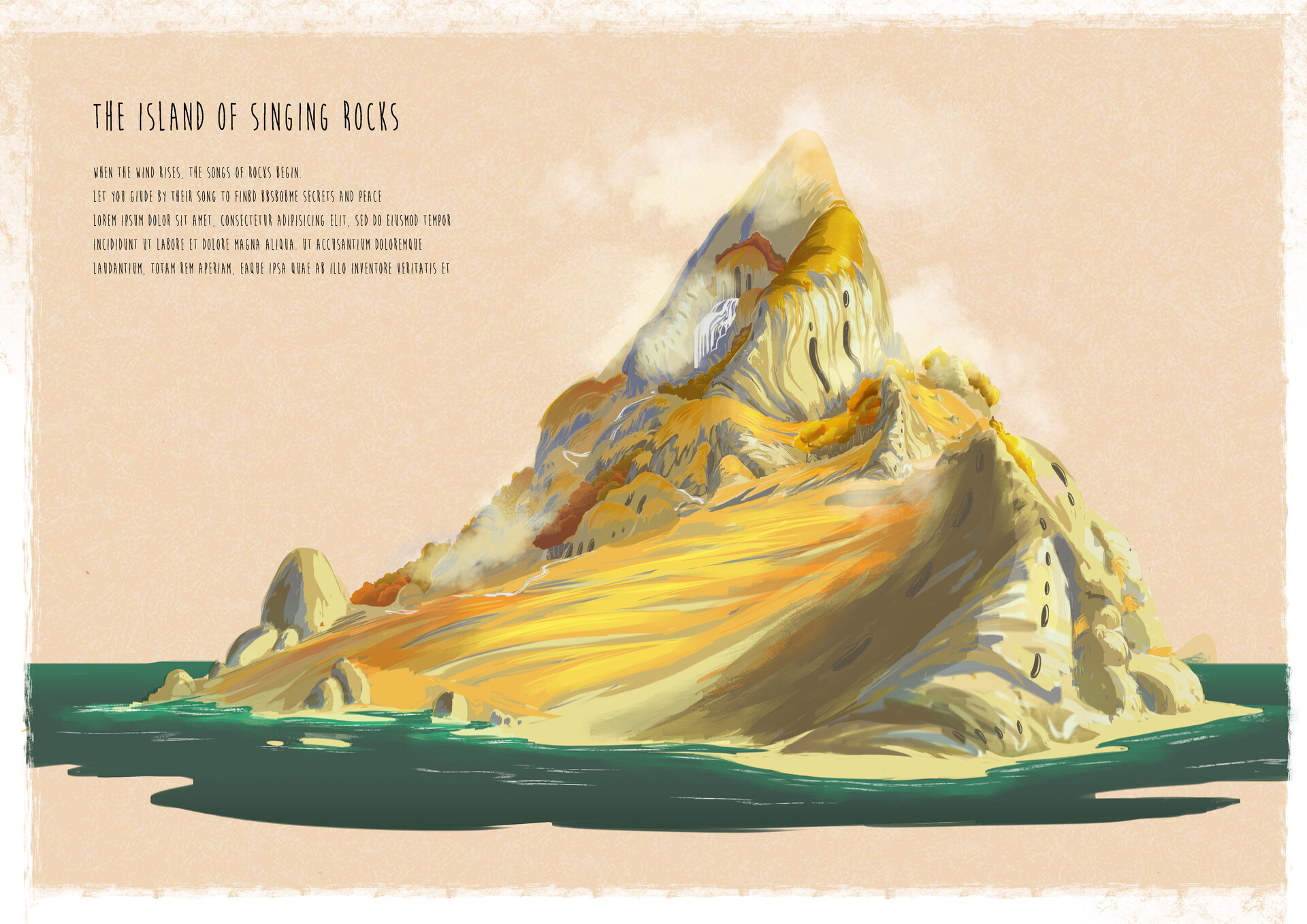 ArtStation - The island of singing rocks - concept for Book of travels