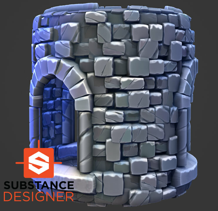 ArtStation - Stylized Arch Wall - Substance Designer