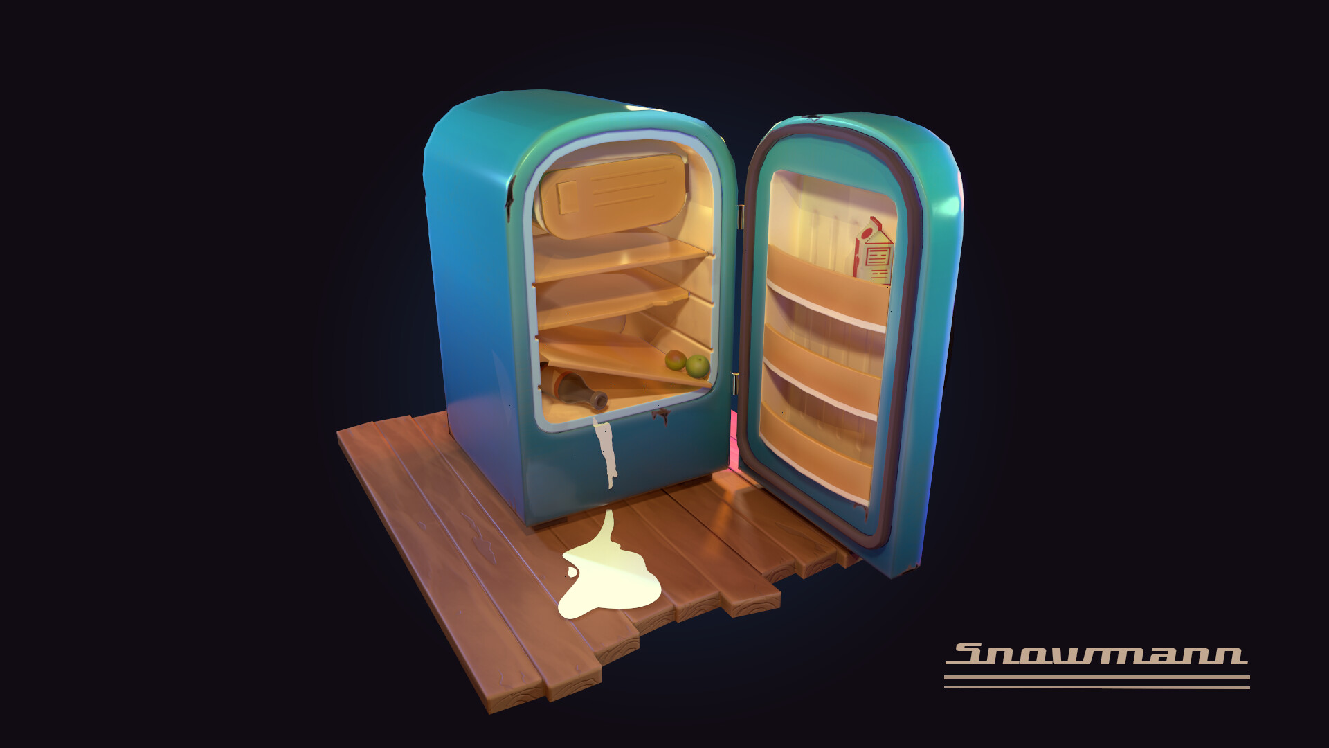 ArtStation - Snowmann fridge (Stylized asset)