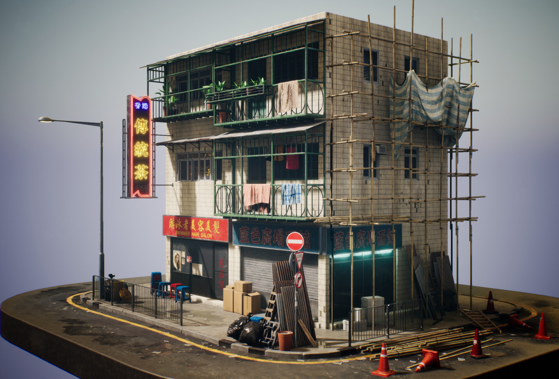 ArtStation - Street of light_Building Diorama