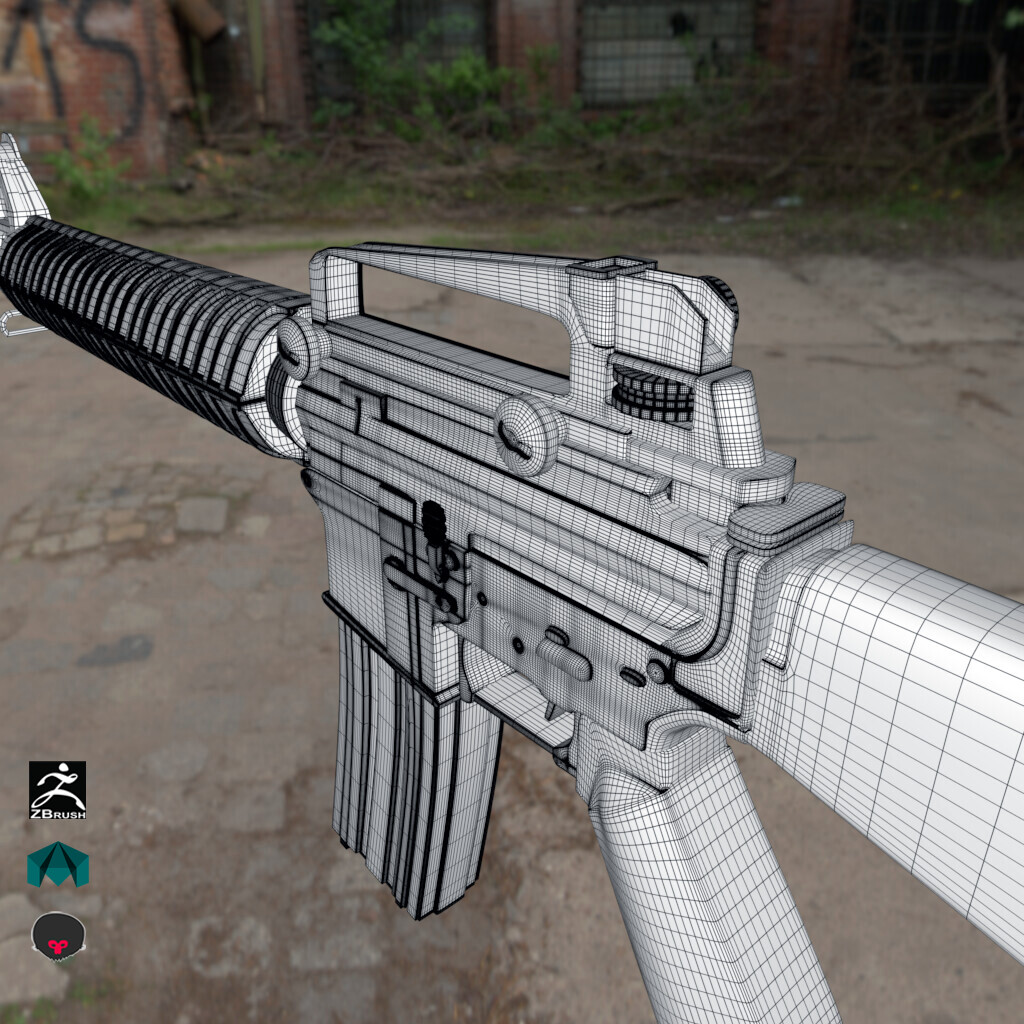 ArtStation - Colt M16A2 Assault Rifle Hi-Poly