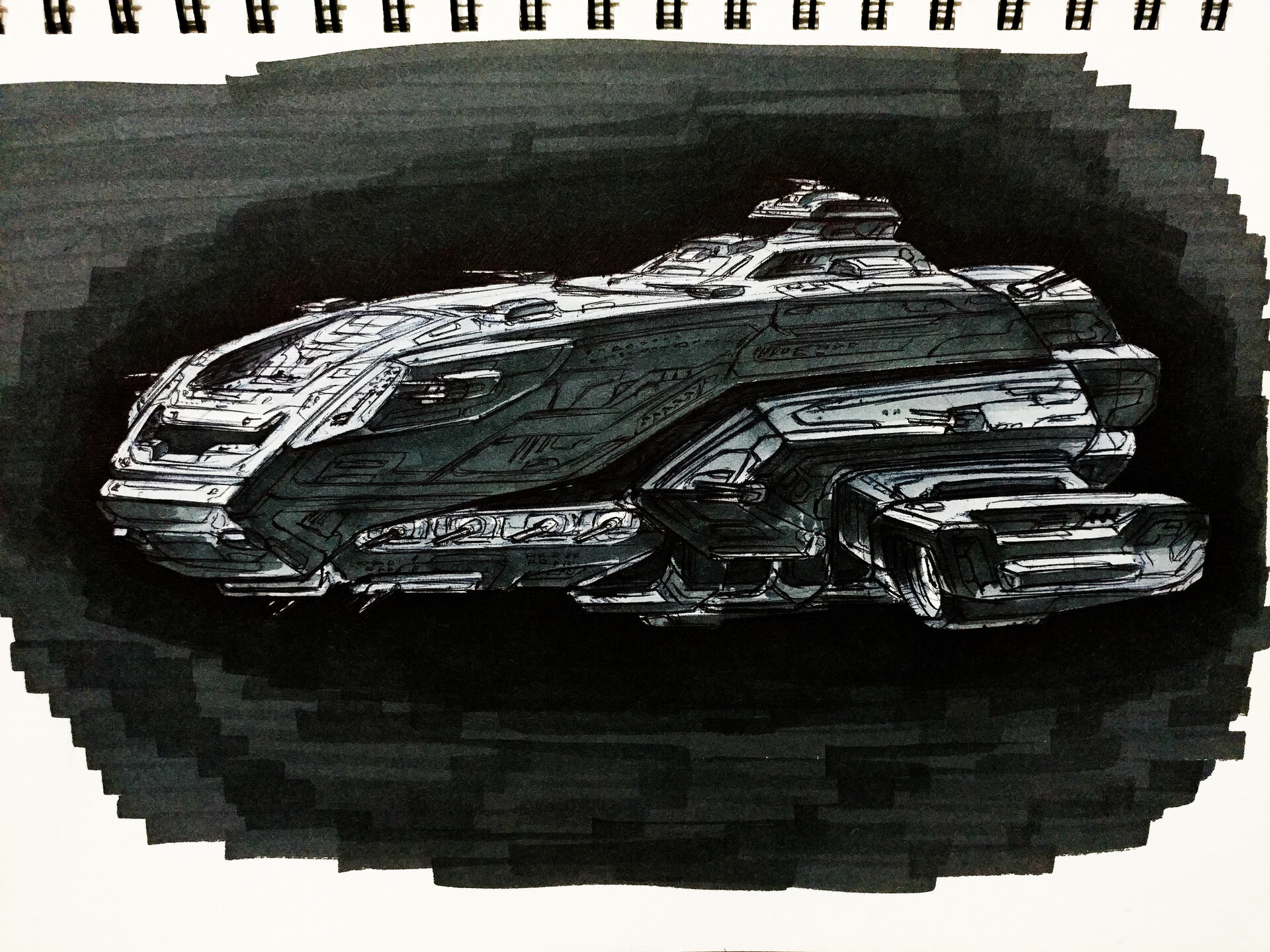 ArtStation - Space warship concept sketch
