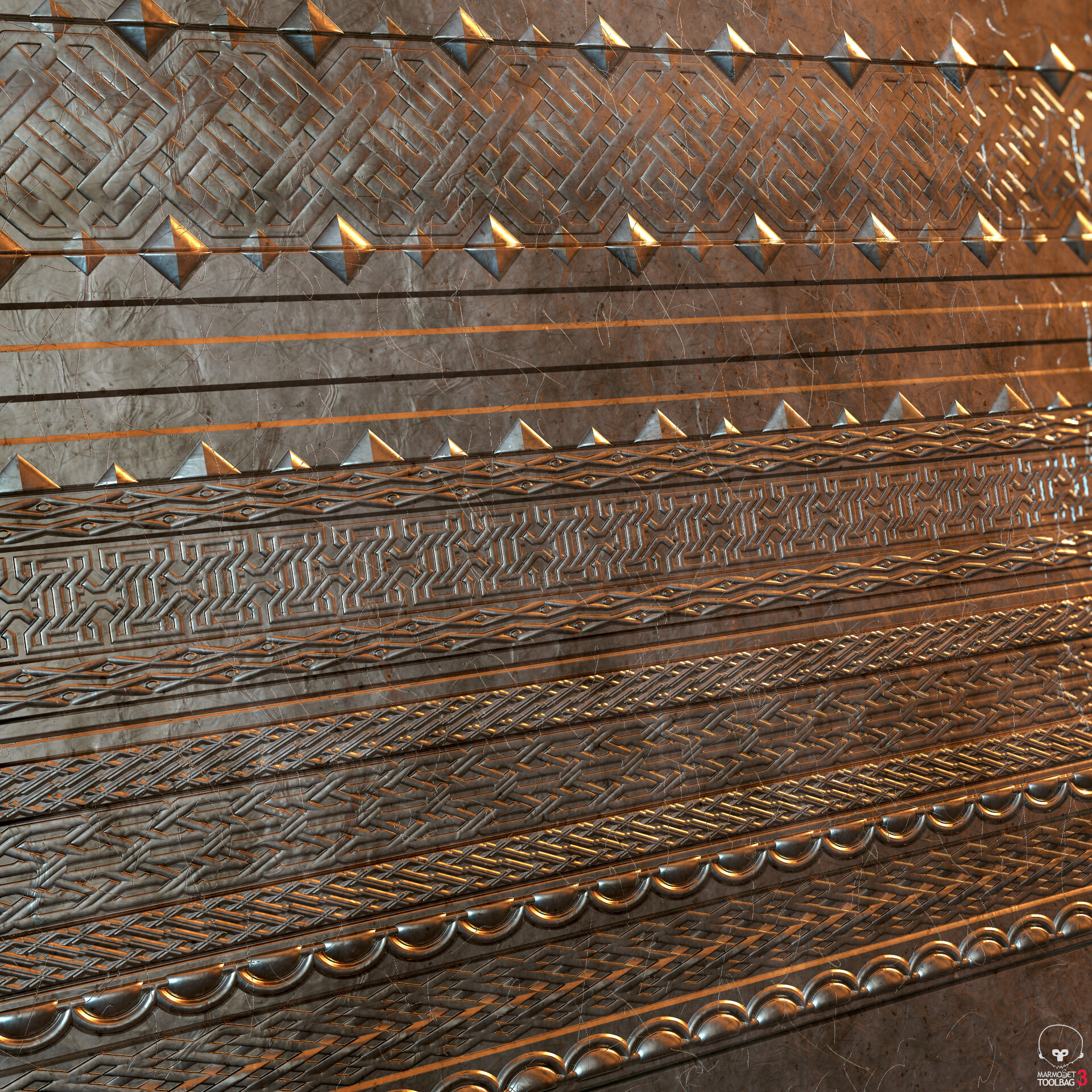 ArtStation - Ancient Worn Bronze Metal Trim Sheet - Substance Designer ...